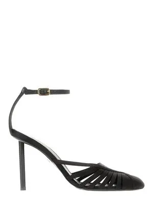 FERRAGAMO Black Fabric Strappy High Heel Pumps - Multicolor