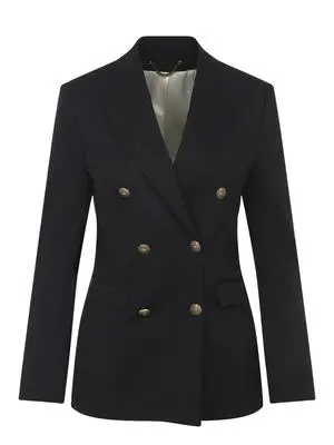 GOLDEN GOOSE Double Breasted Virgin Wool Blazer - Black