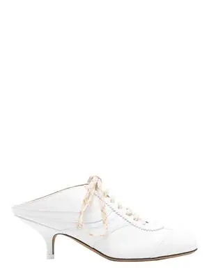 Dries Van Noten Dries Van Noten White Leather Heel Mules Multicolor