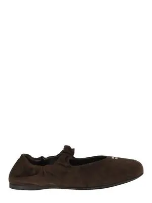 Miu Miu Suede Ballerinas With Logo Detail - Brown