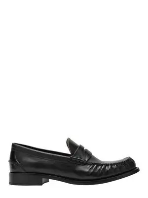 Prada Polished Leather Loafers - Black