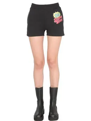 Moschino Graphic Print Sweat Shorts - Black