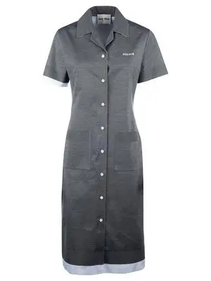 Miu Miu Short Sleeve Button Up Dress With Collar - Multicolor