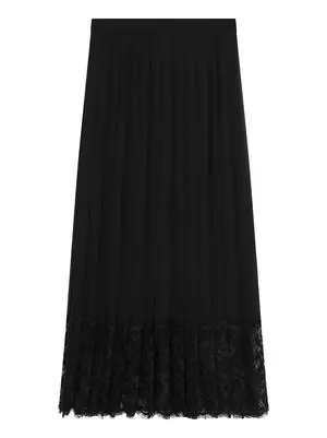 Dolce & Gabbana Chiffon Midi Skirt With Lace Trim - Black