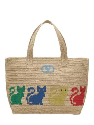 Valentino Garavani Large Raffia Shopping Bag - Cream