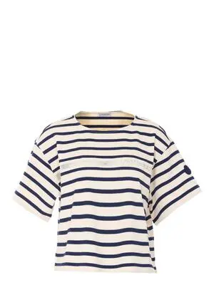 Moncler Striped Logo Knit T-shirt - Black