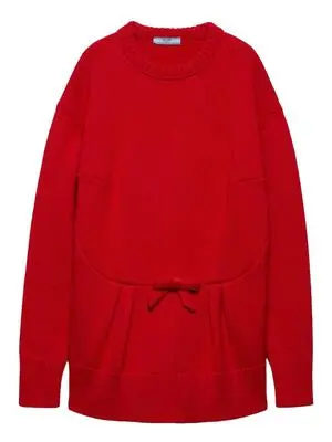 Prada Wool Crewneck Sweater With Bow Detail - Multicolor