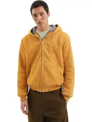 1989 STUDIO Suede Hoodie With Shearling Lining - Yellow