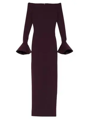 Solace London Off-shoulder Maxi Dress With Long Sleeves - Multicolor