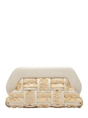 THEMOIRÃ¨ Tia Clutch With Raffia Inserts - Cream