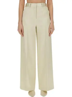 JIL SANDER Tailored Viscose Silk Blend Pants - Cream