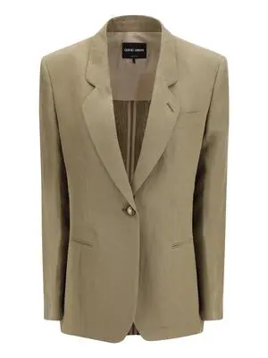 GIORGIO ARMANI Giorgio Armani Single-Breasted Linen Jacket