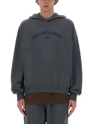 Dolce & Gabbana Cotton Logo Hoodie - Gray