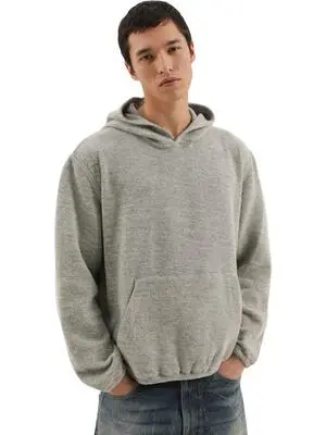 1989 STUDIO Knitted Hoodie With Side Press Buttons - Gray