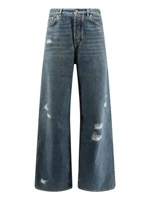 Dior Destroyed Blue Denim Jeans - Multicolor