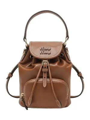 MIU MIU Miu Miu Small Cognac Leather Backpack