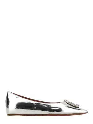 Amina Muaddi AMINA MUADDI Leather Camelia Ballerinas Silver