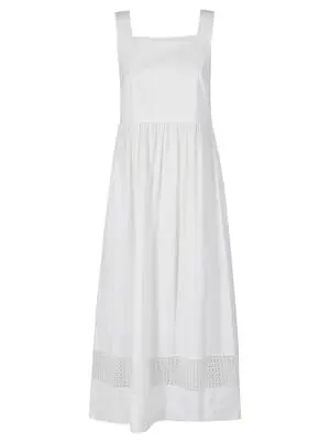Max Mara Sleeveless Square Neck Cotton Dress - White