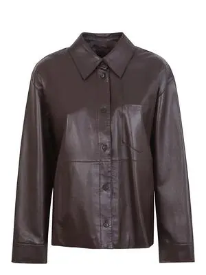 Max Mara Leather Shirt Jacket - Red