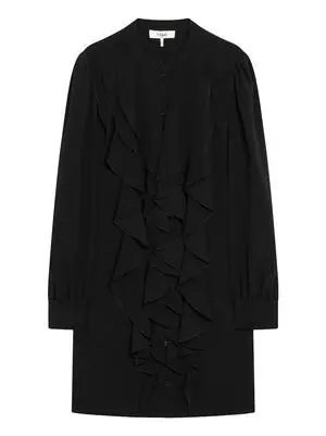 Chloé Silk Blend Ruffled Dress - Black
