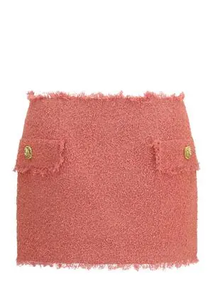 Balmain Tweed Mini Skirt With Logo Buttons - Pink