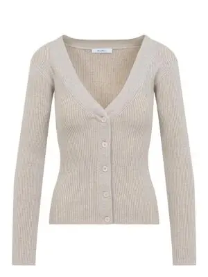 Max Mara Max Mara Gioiosa Ribbed Wool Blend Cardigan Multicolor