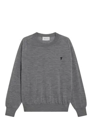 AMI AMI PARIS Merino Wool Crewneck Sweater With Ami De Coeur Embroidery