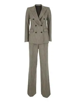 Tagliatore Double-breasted Linen Blend Suit - Gray