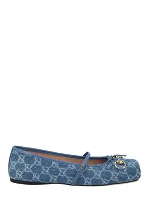 Gucci Ballerina Flats With Horsebit Detail - Blue