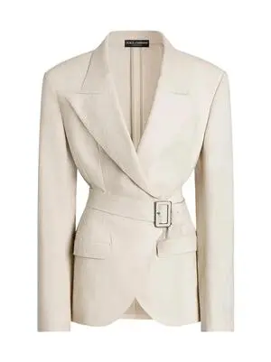 Dolce & Gabbana Fitted Jacket With Belt - Cream