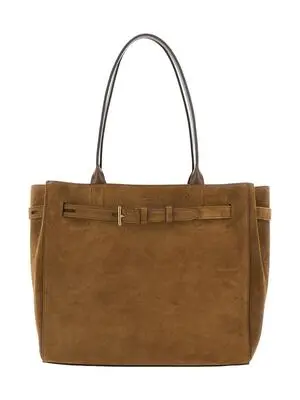 TOM FORD TOM FORD Audrey Suede Shoulder Bag With T Buckle Detail