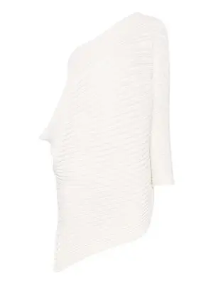 Issey Miyake ISSEY MIYAKE Asymmetric Neck One-Shoulder Top Multicolor