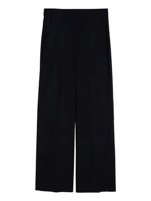 DEPARTMENT 5 Navy Virgin Wool Blend Wide Trousers - Blue