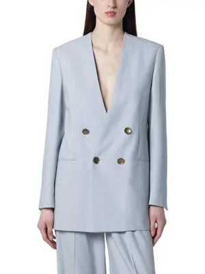 Alberta Ferretti Light Double-breasted Tweed Jacket - Blue