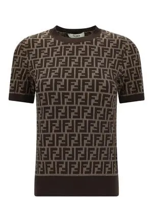 Fendi Ff Pattern Jacquard T-shirt - Brown