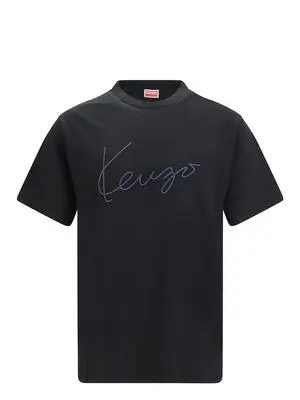 Kenzo Embroidered Signature Cotton T-shirt - Black
