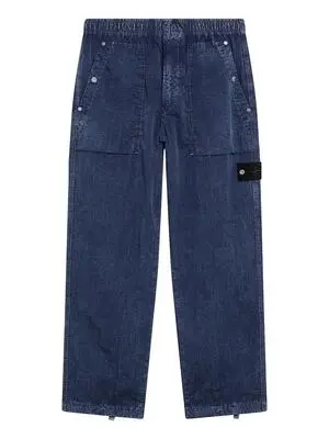 Stone Island Loose-fit Fatigue Pants In Compact Nylon - Blue