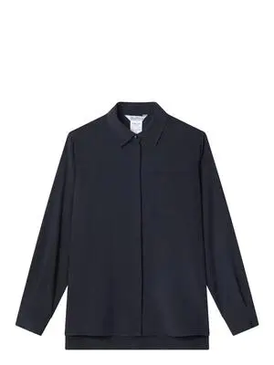 Max Mara Silk Shirt With Classic Collar - Blue