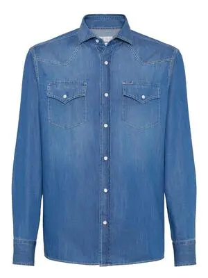 Brunello Cucinelli Denim Easy Fit Western Shirt - Multicolor