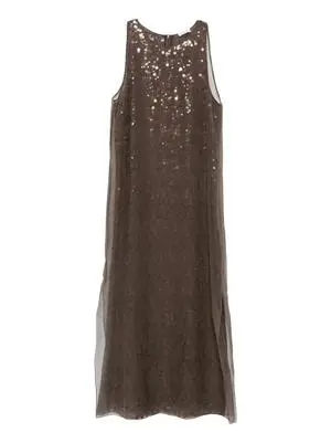 Brunello Cucinelli Silk Embellished Dress - Multicolor