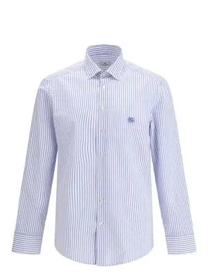 Etro Striped Cotton Shirt With An Embroidered Pegaso Logo On The Chest - Multicolor