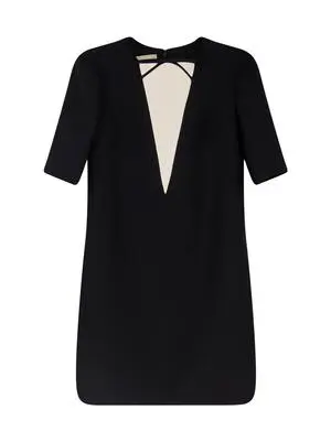 Valentino Garavani Virgin Wool And Silk Mini Dress With Bow Detail - Multicolor
