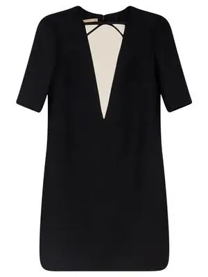 Valentino Garavani Virgin Wool And Silk Mini Dress With Bow Detail - Multicolor