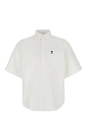 AMI Paris Quota -boxy Short Sleeve Shirt With Button Down Collar And Embroidered Adc - Multicolor