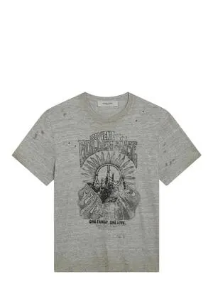 GOLDEN GOOSE Grey Vintage-effect T-shirt With Print - Gray