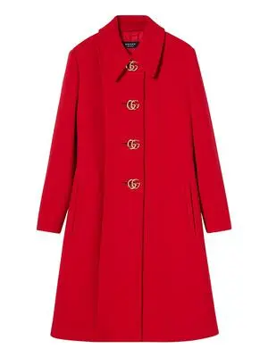 Gucci Wool Coat With Gg Buttons - Red