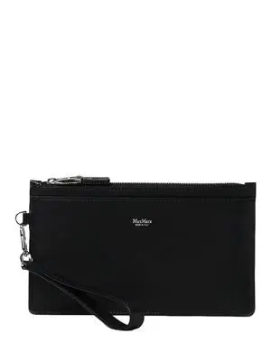 Max Mara Calf Leather Wallet With Wristlet - Black