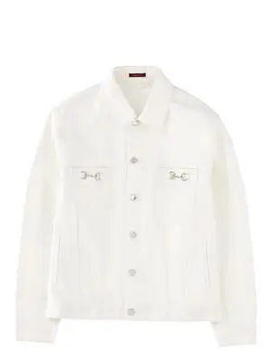 Gucci Denim Jacket With Horsebit Detail - White