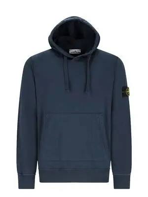 Stone Island Drawstring Hood Pouch Pocket Hoodie - Blue