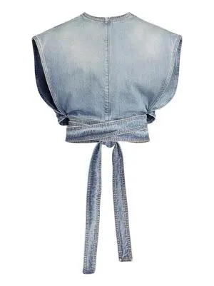 Alaïa Belted Denim Top - Multicolor